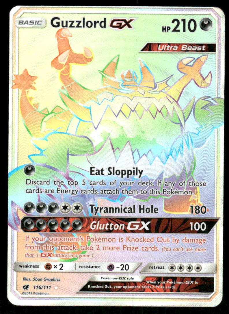 Pokemon Cards Guzzlord GX 116/111 Crimson Invasion Rare Rainbow NM ...